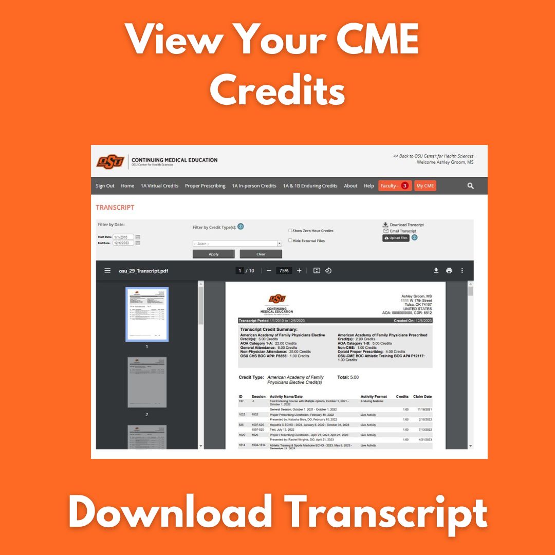 Oklahoma State University Continuing Medical Education Continuing Education